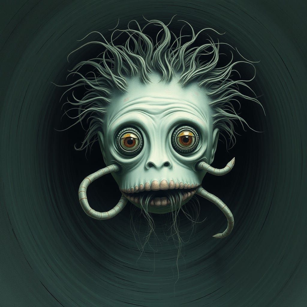 Disturbing Head in a Corridor with Worm-Like Eye T... - AI Art