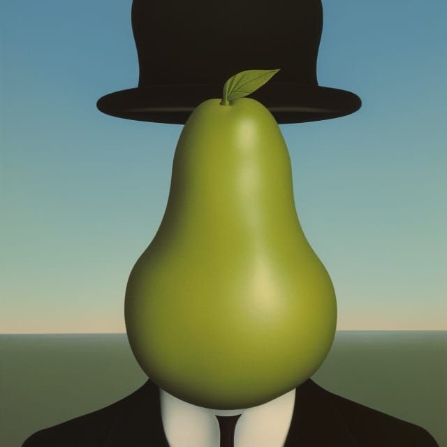 The Son of Man René Magritte green pear - AI Generated Artwork ...