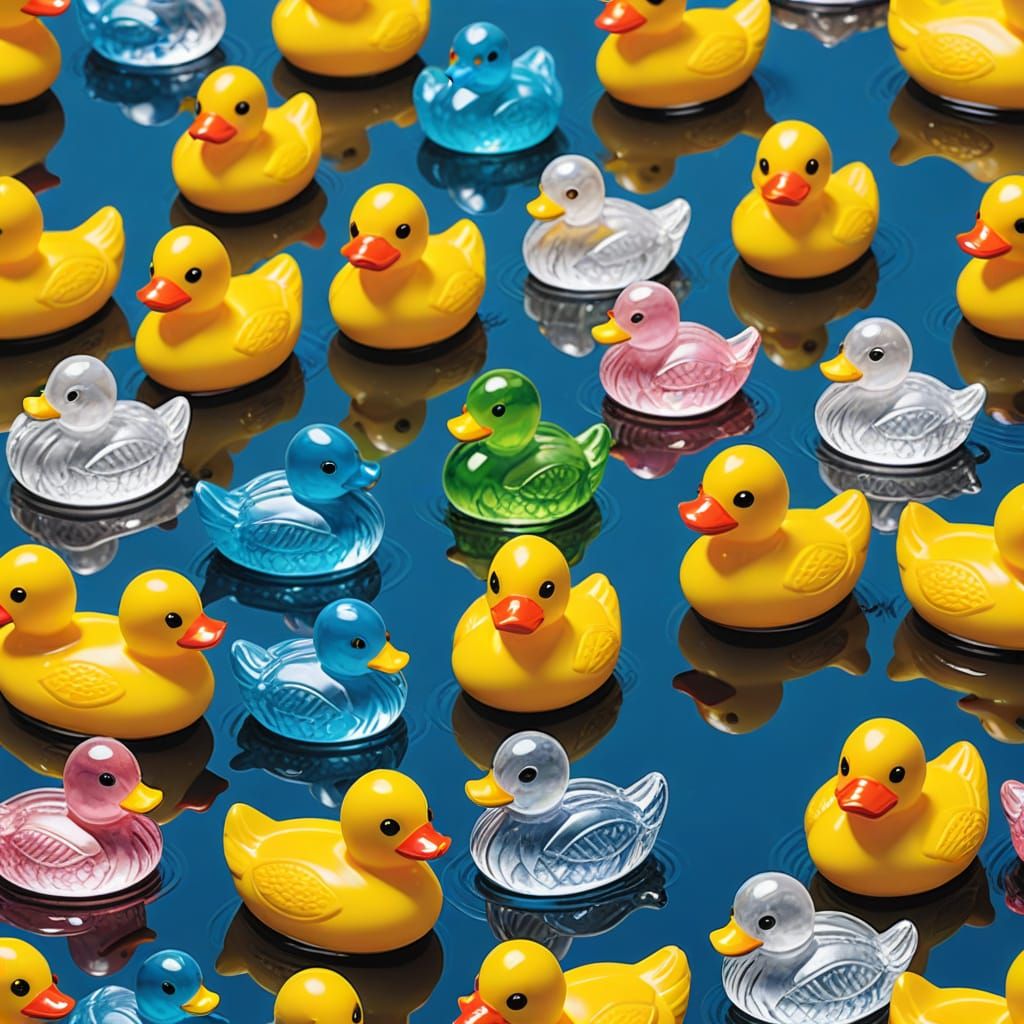Liquid glass crystal rubber ducks - Liquid glass crystal rub...