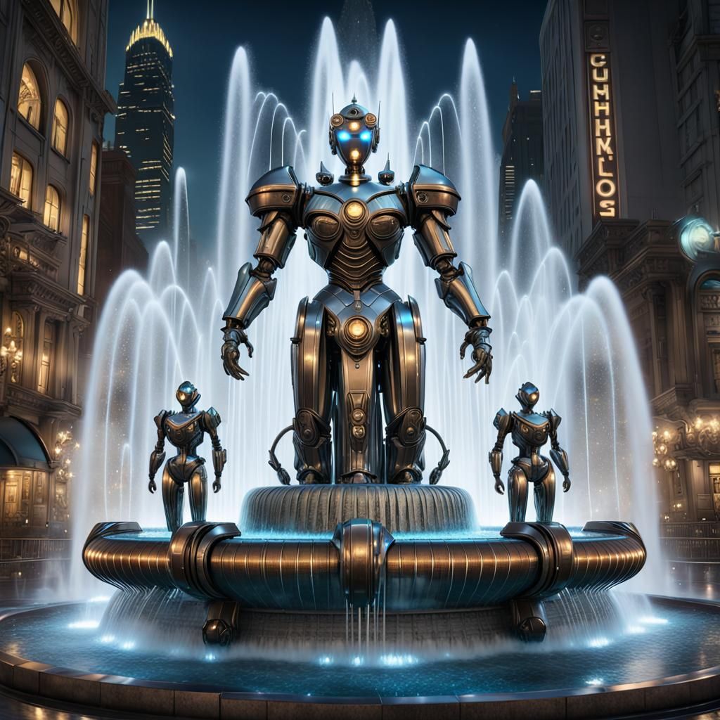 Robot Fountain - AI Generated Artwork - NightCafe Creator