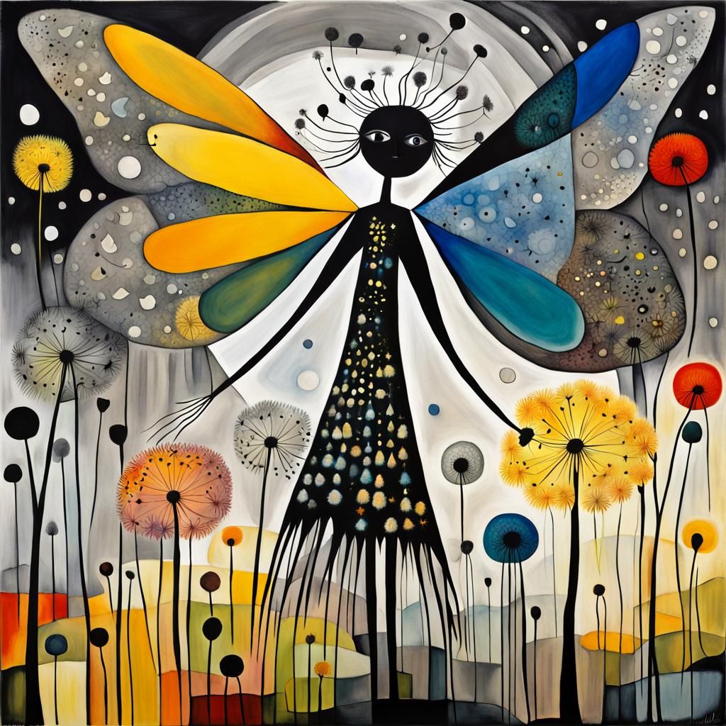 Winged fairies in a Million Dandelion dreamscape, making wishes ...