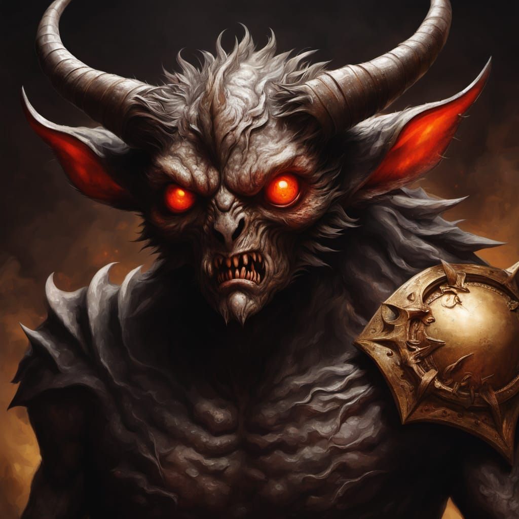 Small Dark Imp in Human Hand, Dark Fantasy Illustr... - AI Art