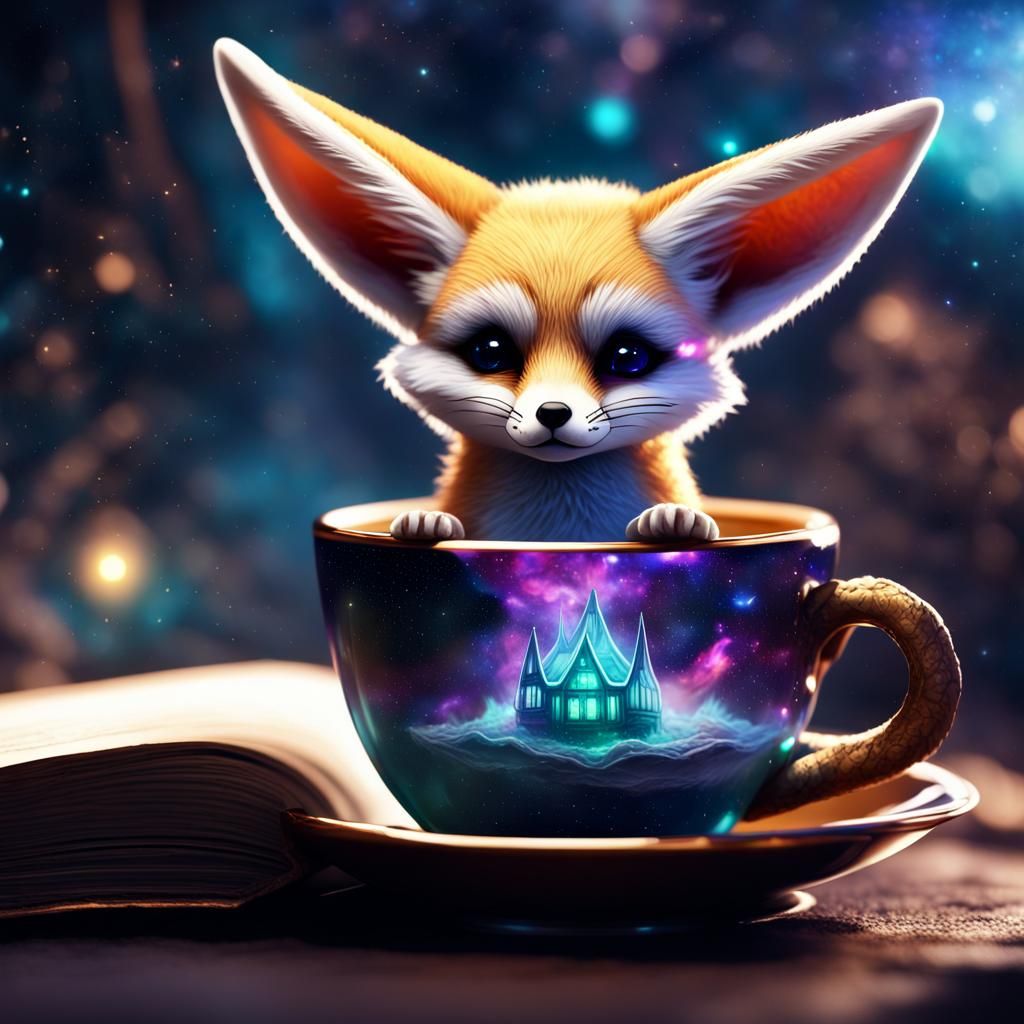 Concept Art), (Intricate_mini fennec fox, hanging out of a galaxy ...