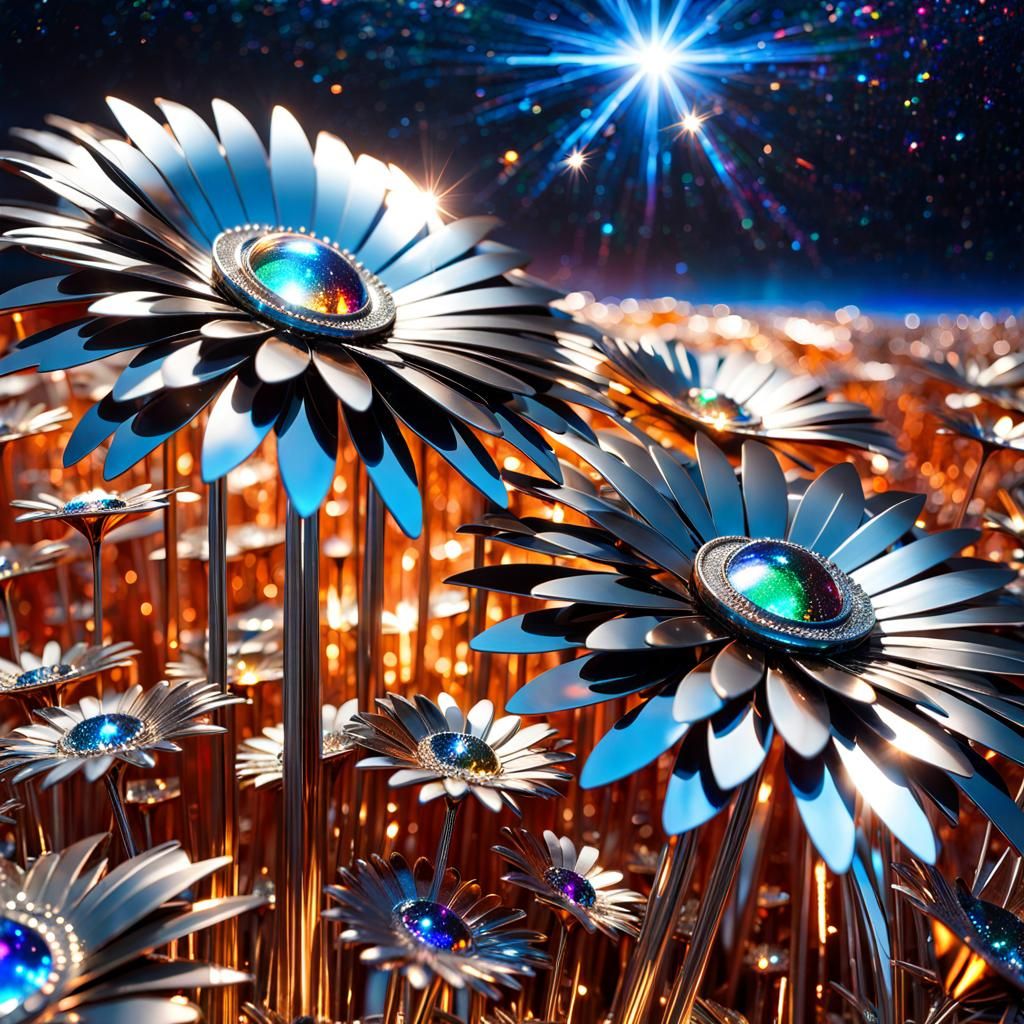 Sparkling Field of Space Daisies - AI Generated Artwork - NightCafe Creator