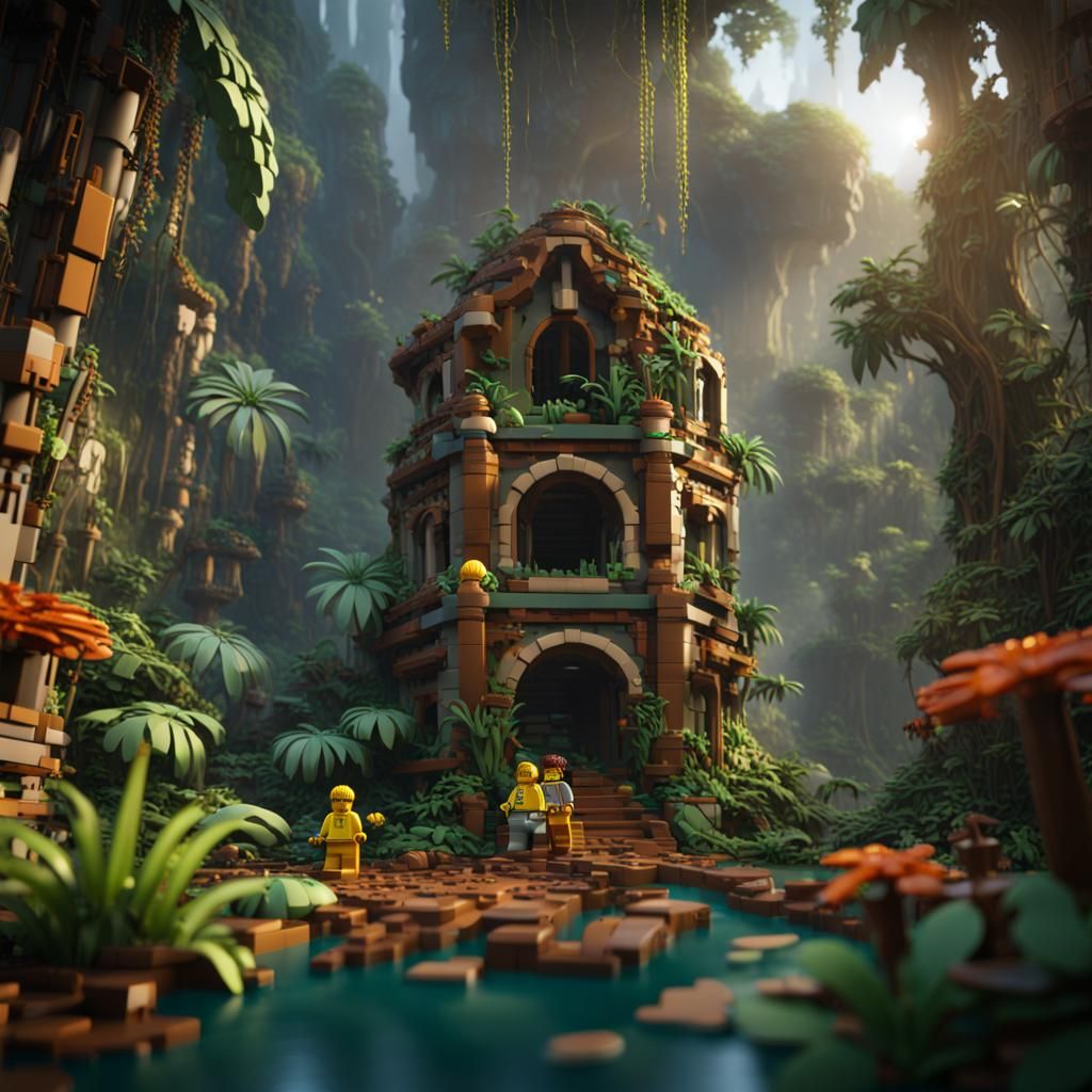 lego scene, jungle, ground level - AI Generated Artwork - NightCafe Creator
