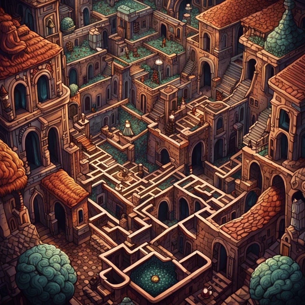 multidimensional maze in the style of mc escher - AI Generated Artwork ...