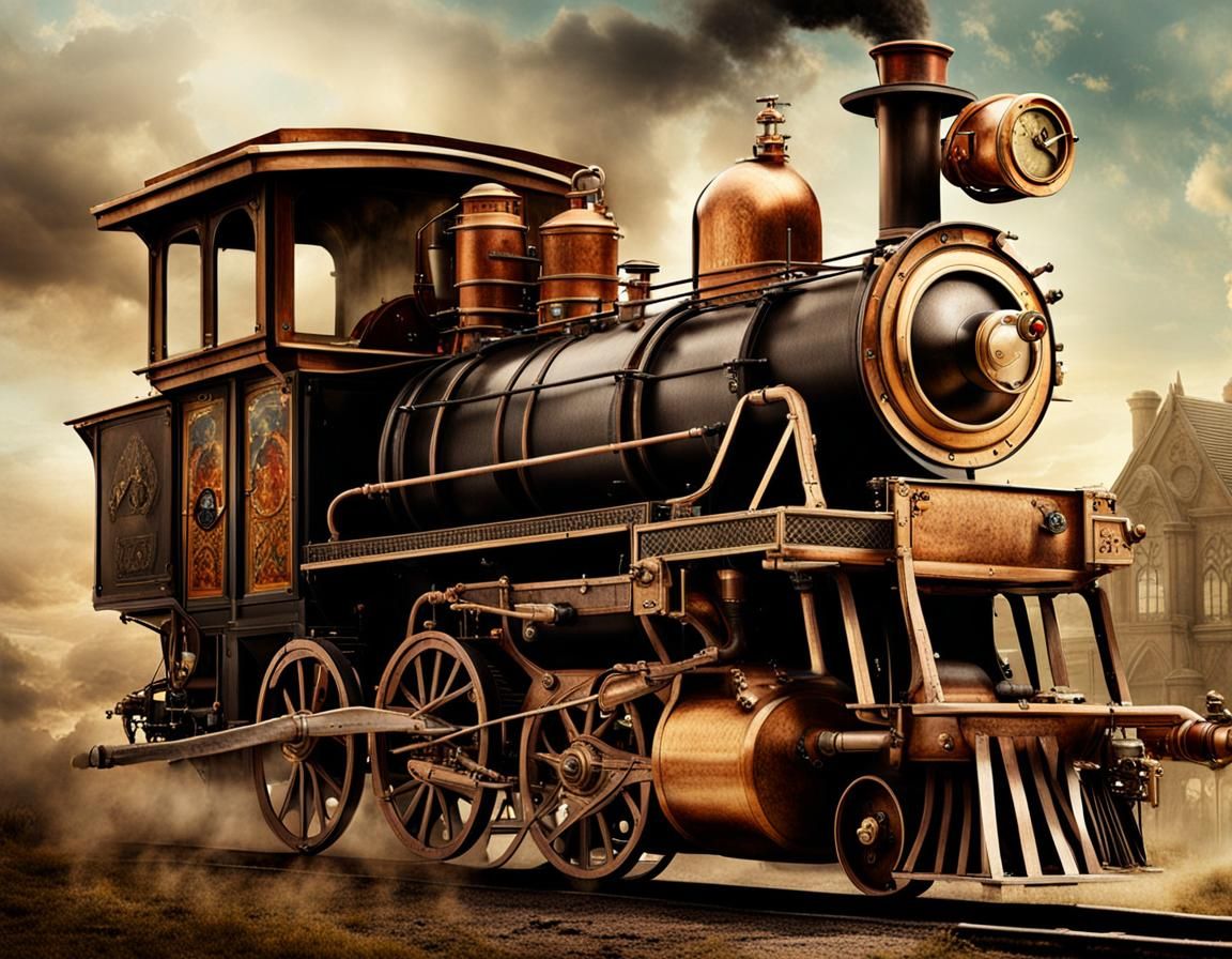 Steampunk locomotive - AI Generated Artwork - NightCafe Creator