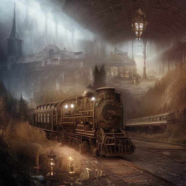 Ghost train - AI Generated Artwork - NightCafe Creator