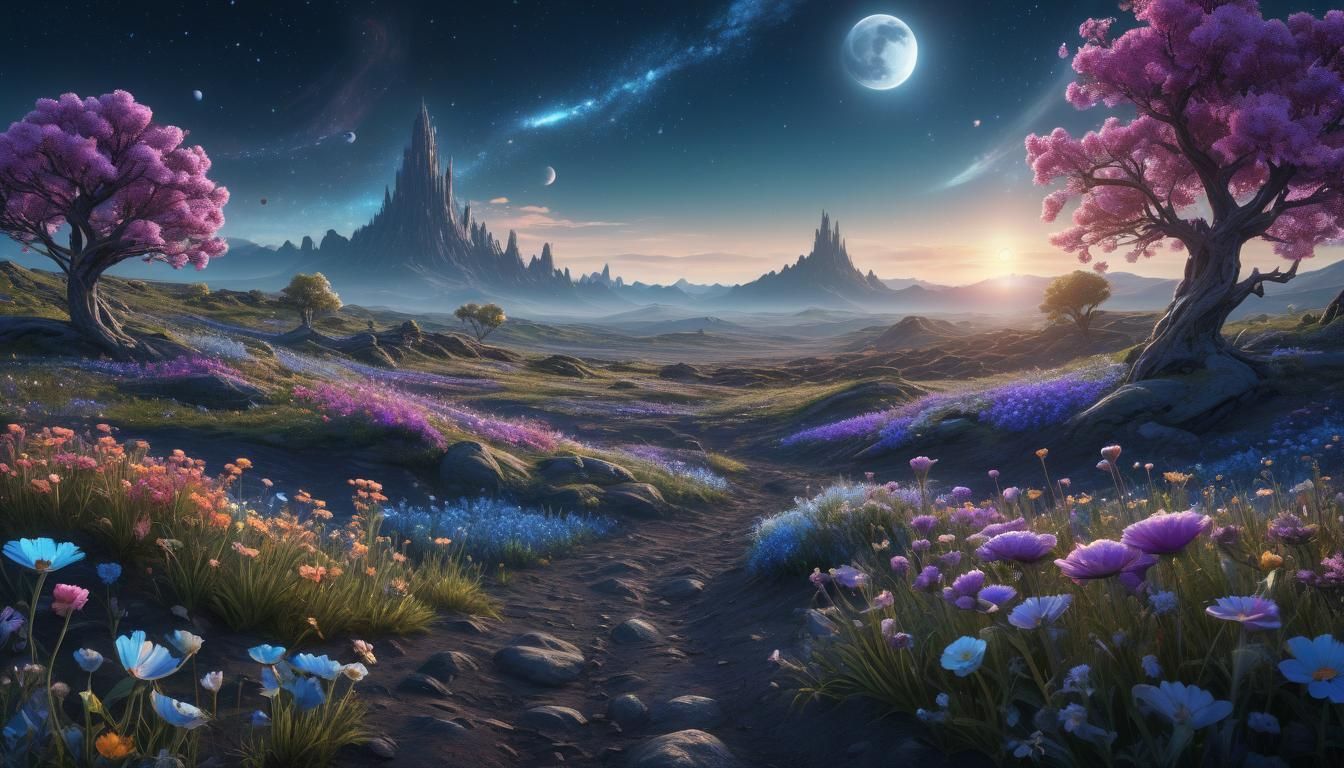 Alien landscape with fields of flowers 3 - AI Generated Artwork ...