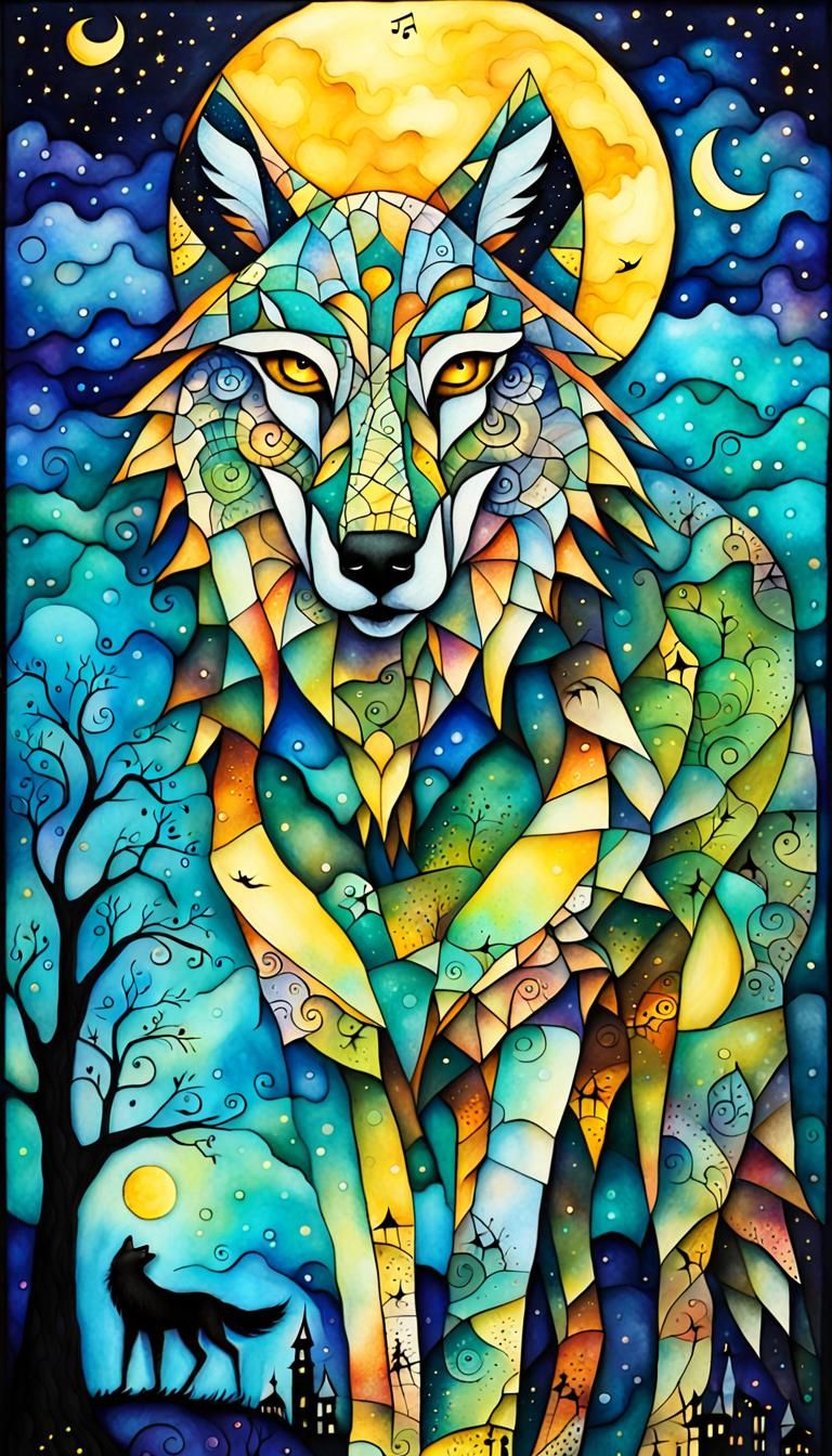 》huge patchwork wolf《 - AI Generated Artwork - NightCafe Creator