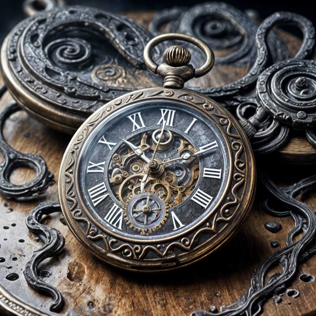 An old, bronze pocket watch with an intricate design
