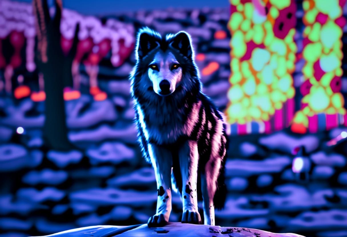 Ethereal Titans of a Futuristic Bioluminescent Par... - AI Art