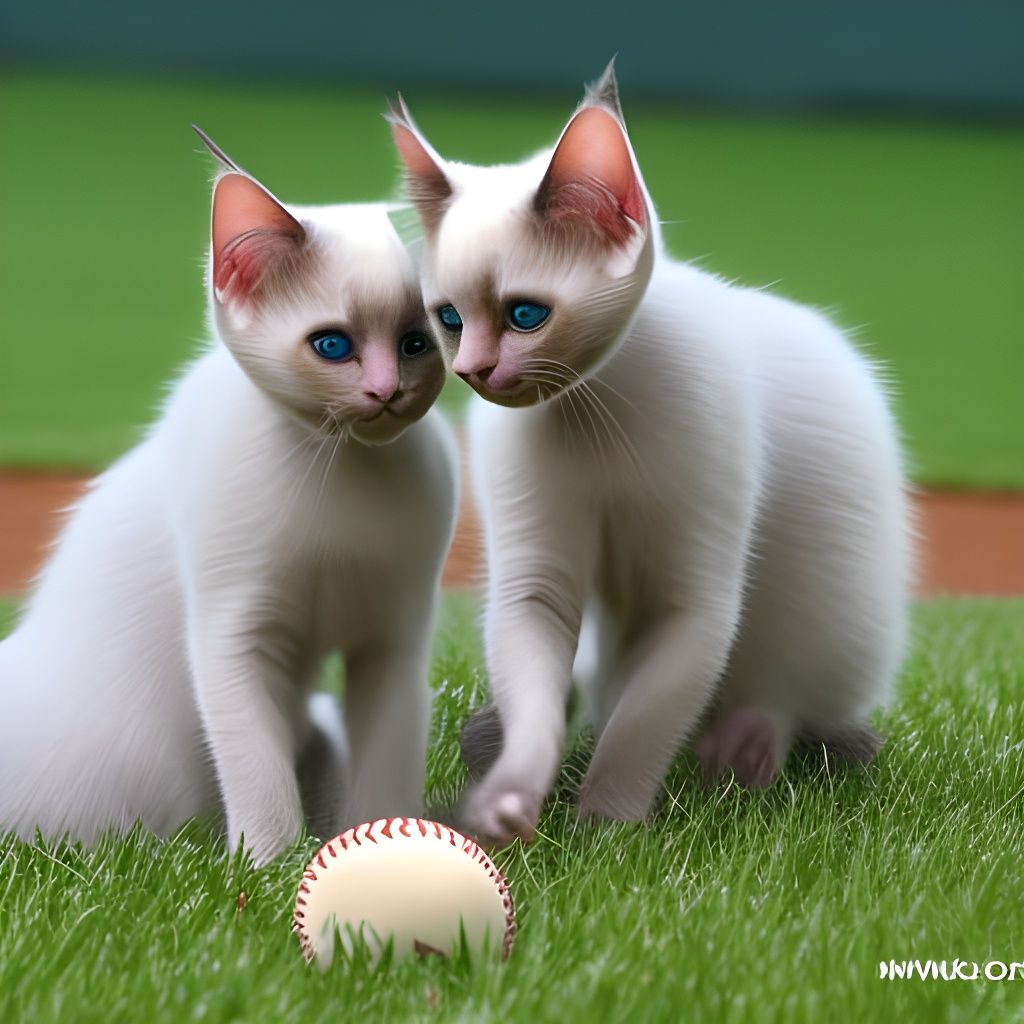 Siamese kittens playing baseball - AI Generated Artwork - NightCafe Creator