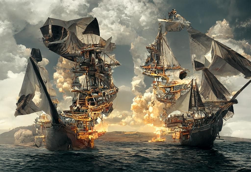 2 pirate ships firing at each other : r/nightcafe