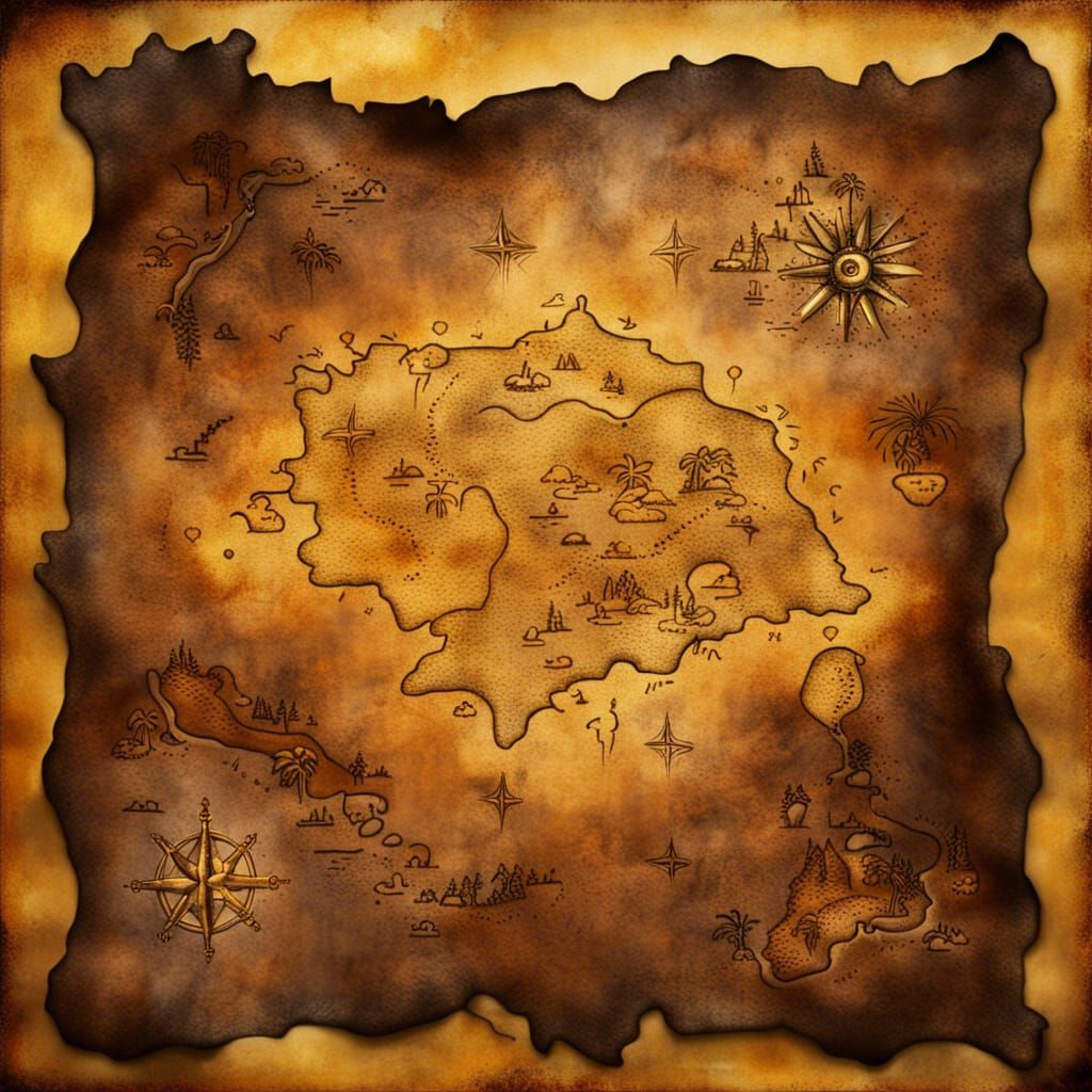 Fantasy Treasure map of the Caribbean islands - AI Generated Artwork ...