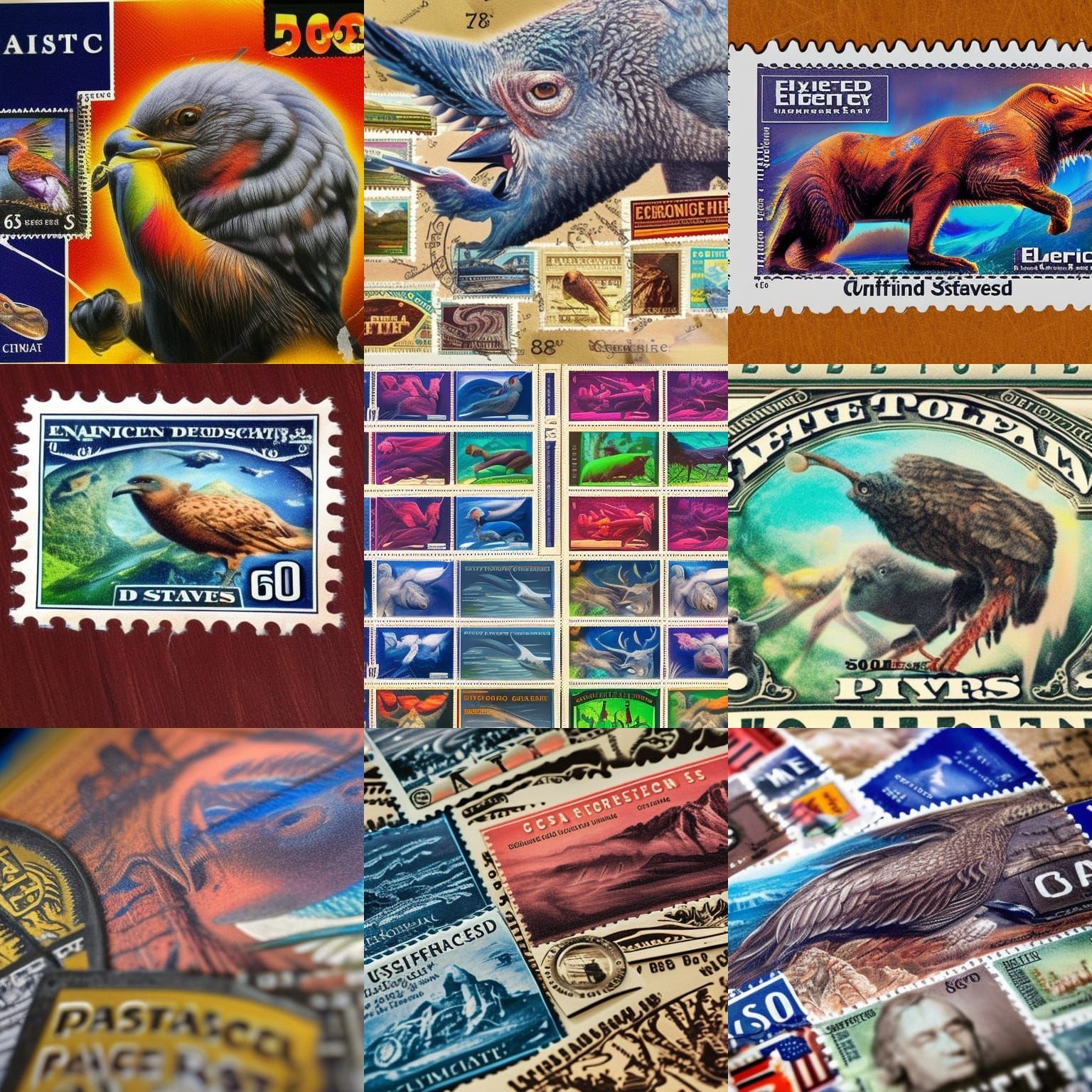 Extinct Species Stamps - AI Generated Artwork - NightCafe Creator