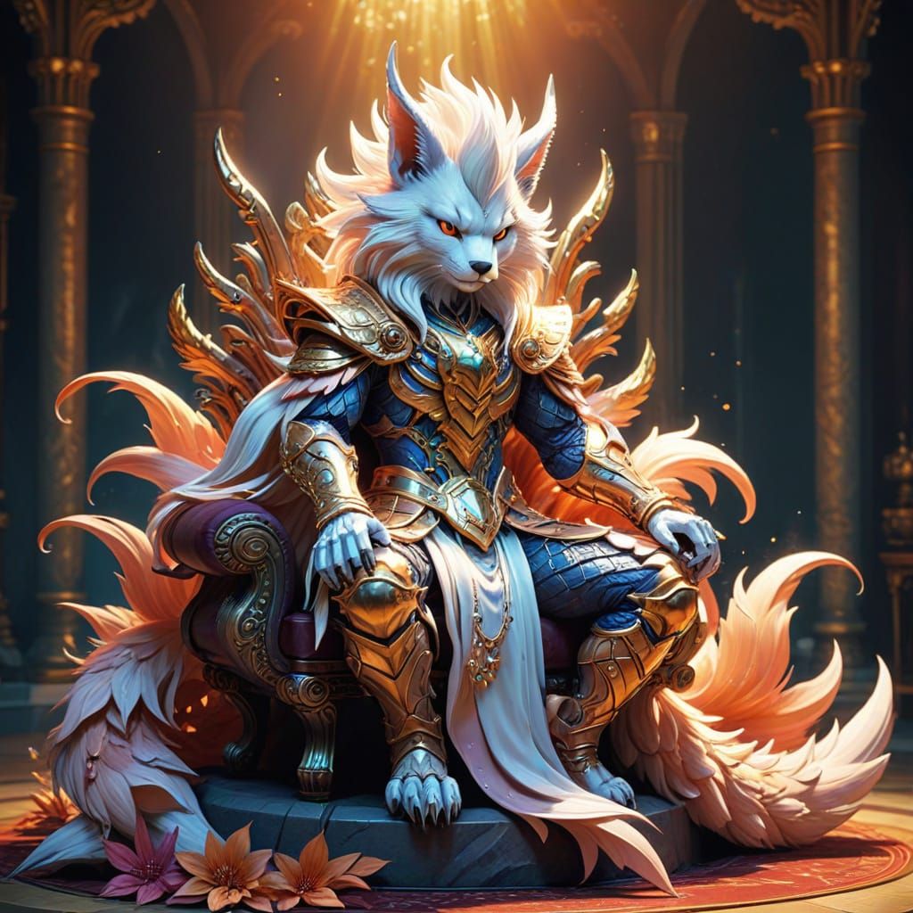 furry with nine tails - Manga-Inspired Furry Queen with Nin...