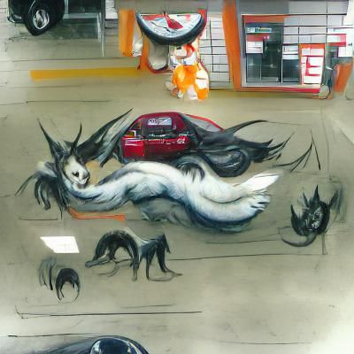 Kitsune of the cursed car lot - AI Generated Artwork - NightCafe Creator