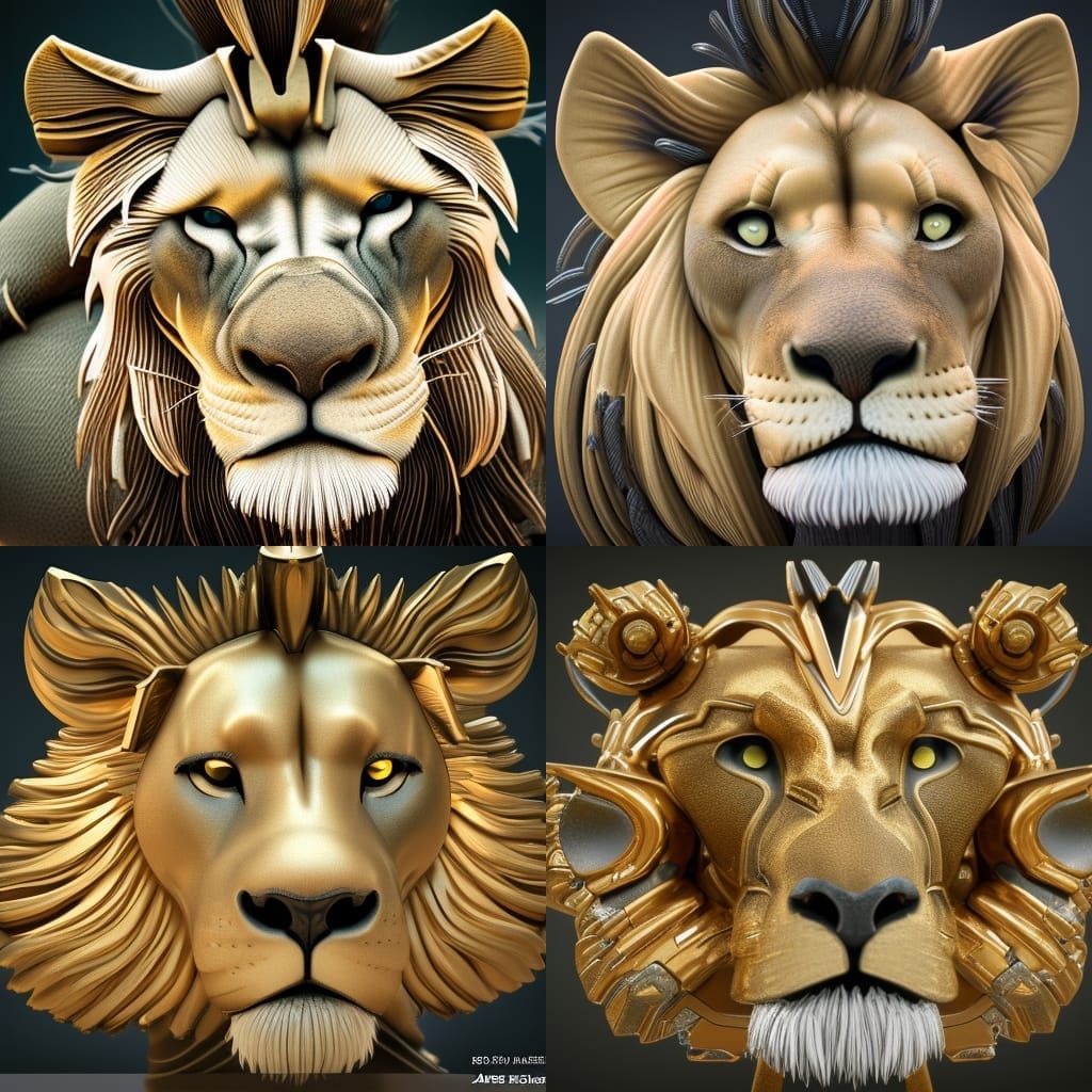 old wise lions bio mecha - AI Generated Artwork - NightCafe Creator