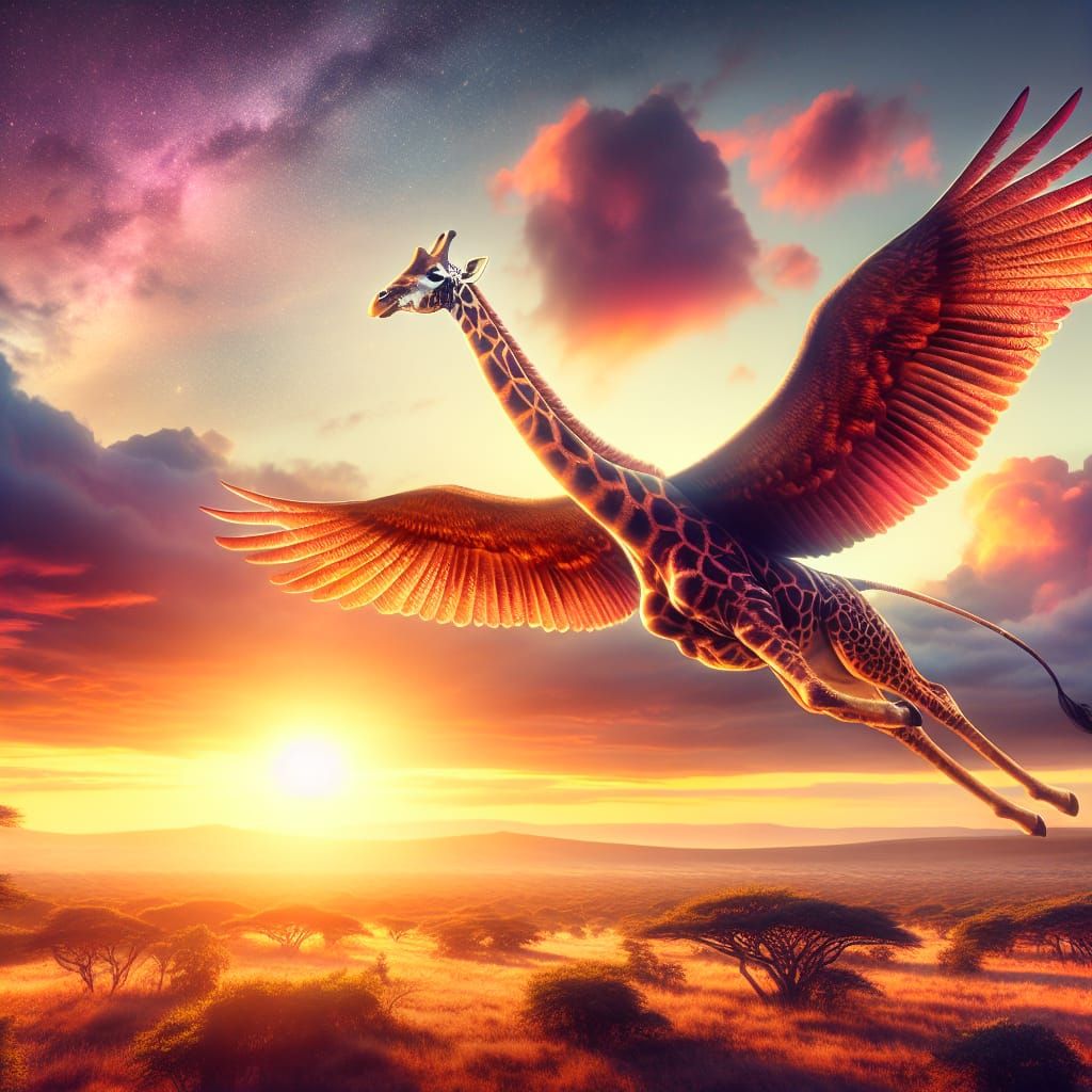 Image: In our fantasies, giraffes can fly. - AI Generated Artwork ...