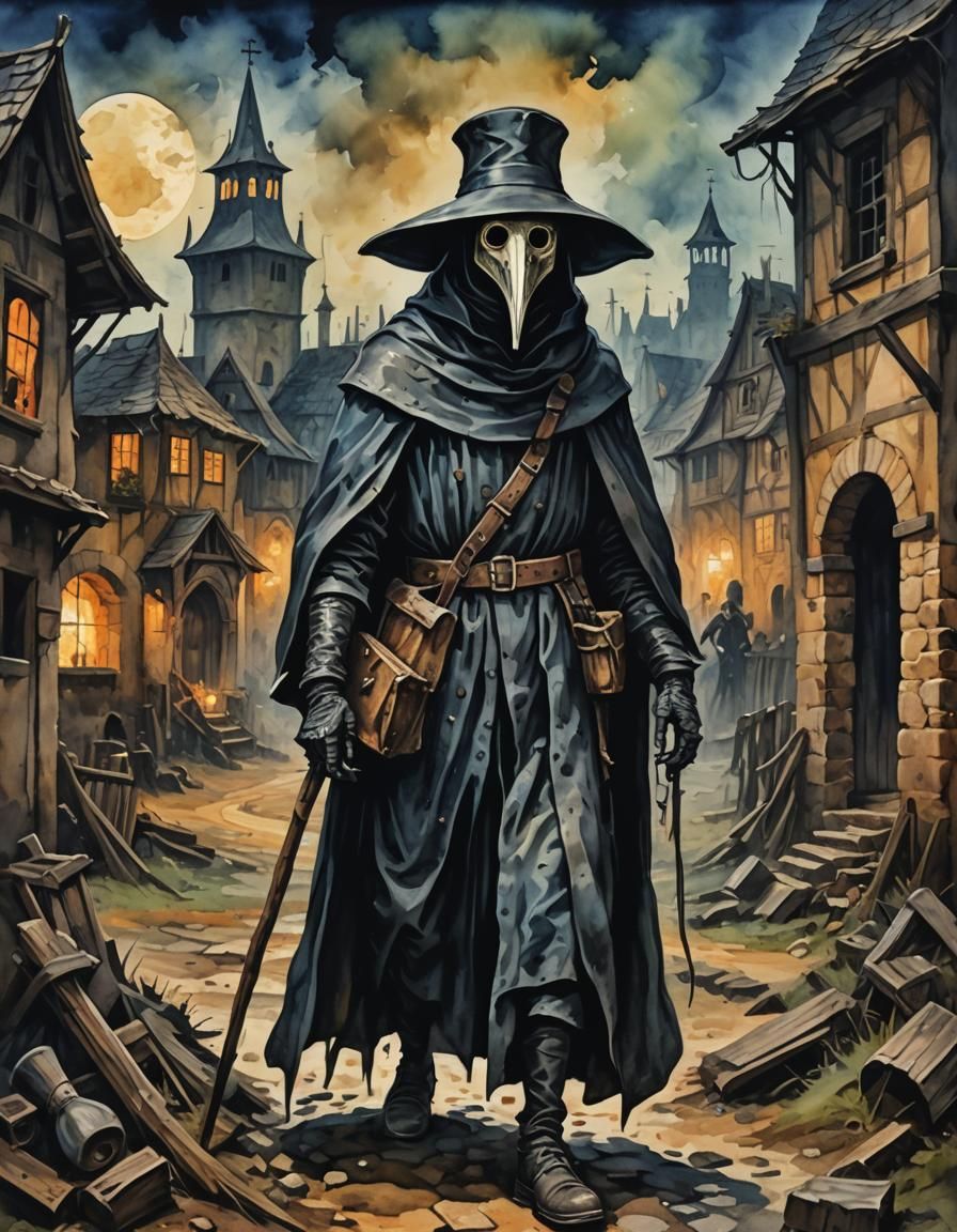 creepy historic medieval plague doctor with deadly plague abandoned ...
