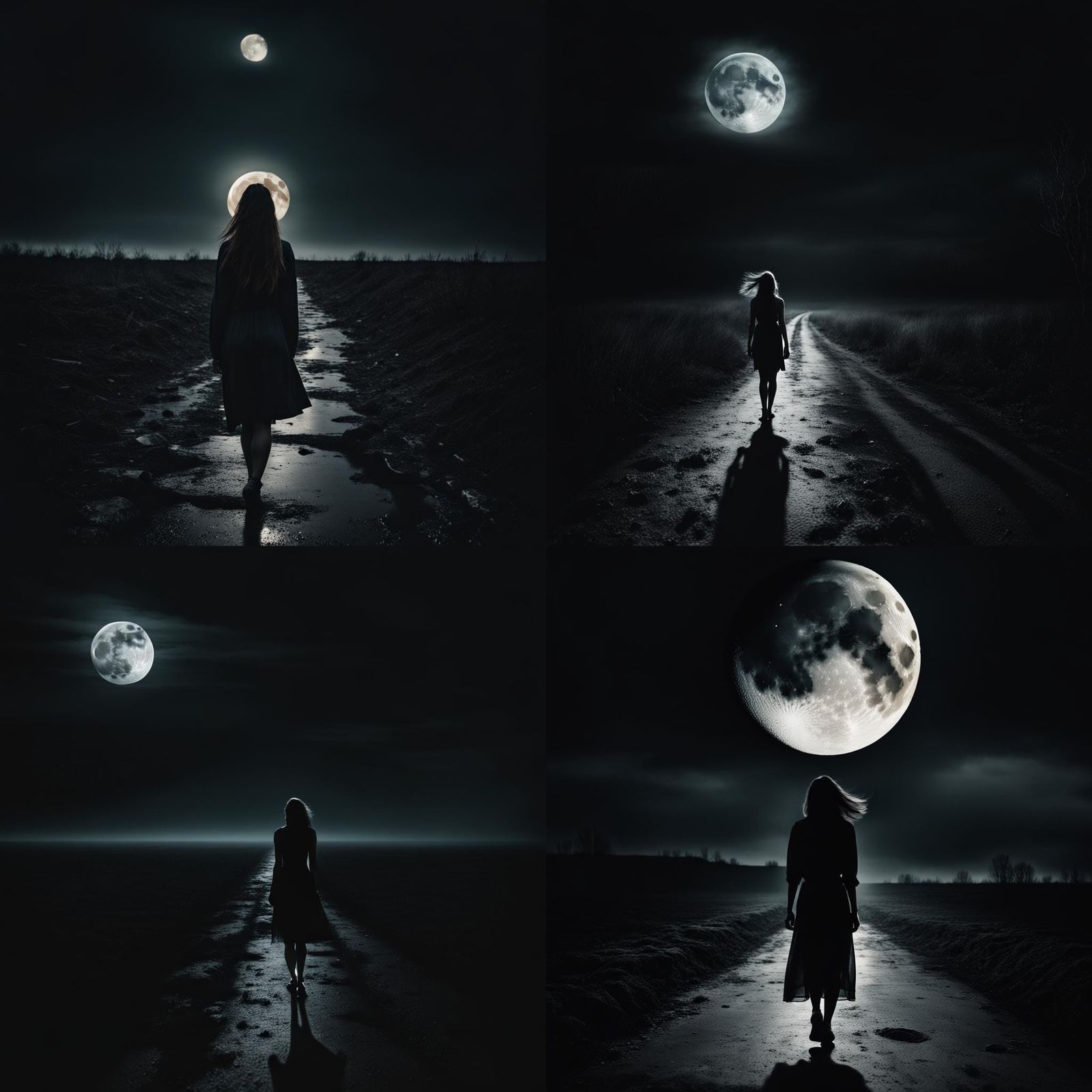 large full moon in the sky. moonlit portrait. photographic style. full ...