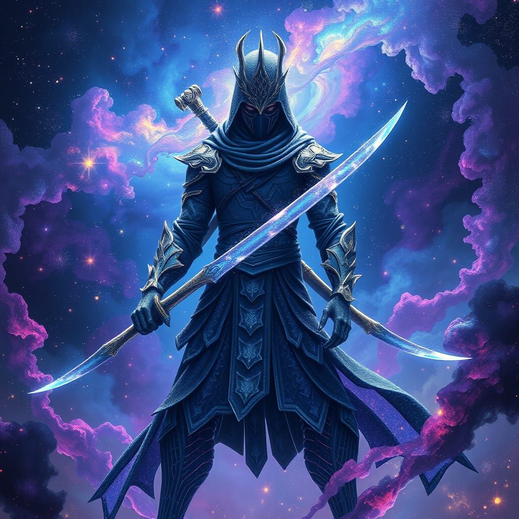 Celestial Ninja Warrior Guards the Cosmos in a Gal... - AI Art