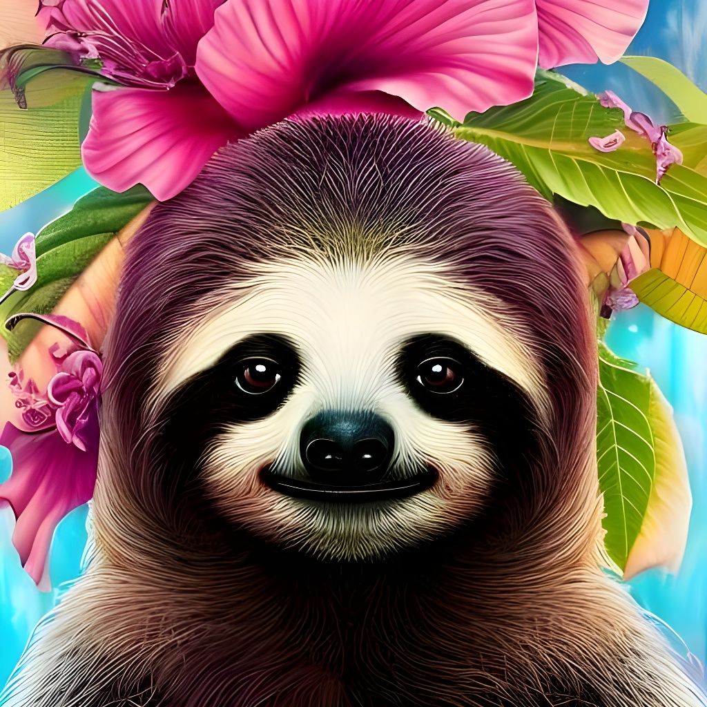"Hi! I'm a sloth and I love hibiscuits too! - AI Generated Artwork ...