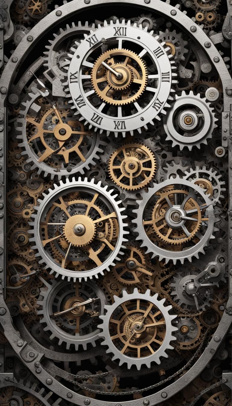 An intricate complex gothic diesel punk cog working design, include ...