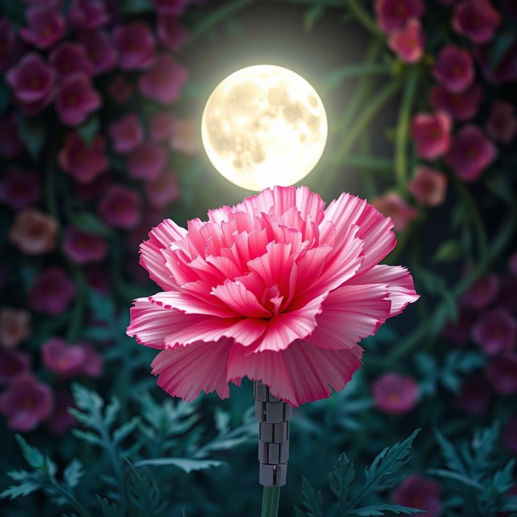 A Carnation flower, each petal of the flower is created with tiny ...