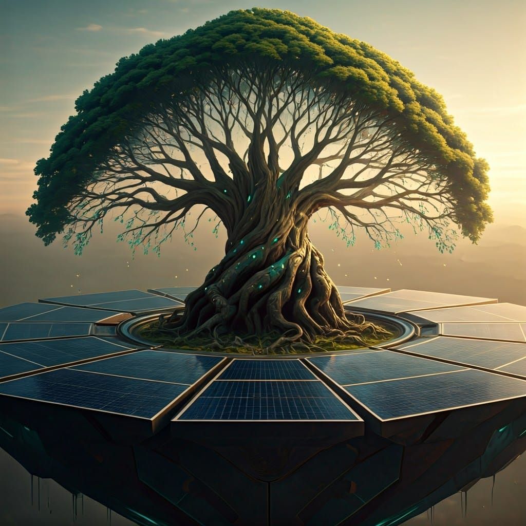 Majestic Tree - Cyberpunk Tree of Light