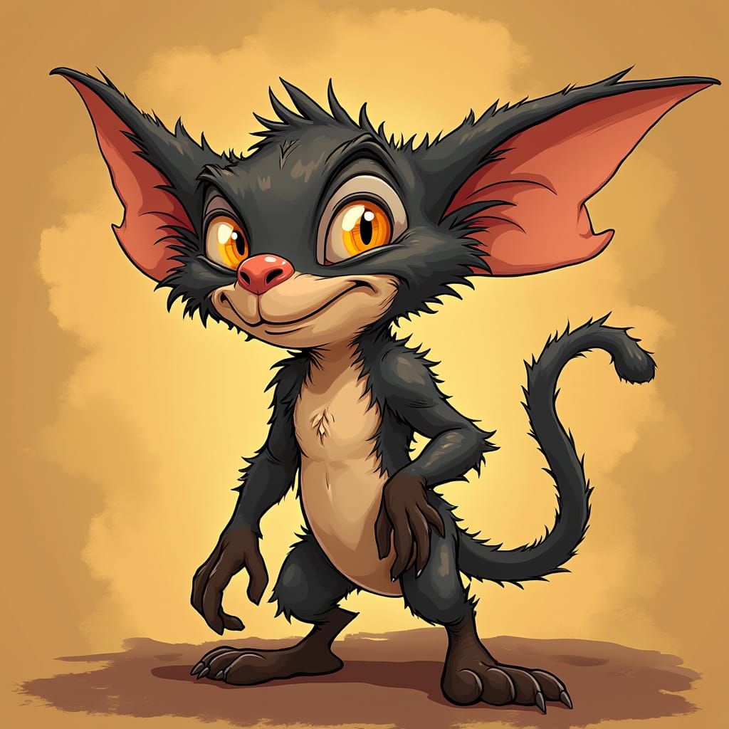 Charming Gizmo Felix Cat Hybrid in Whimsical Carto... - AI Art