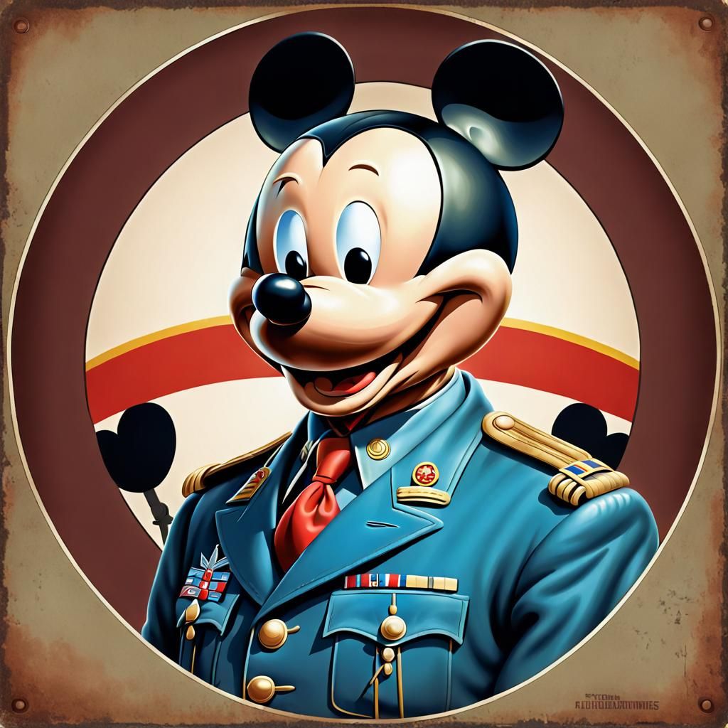 Propaganda portrait of Mickey Mouse as dictator of Disneyland - AI ...