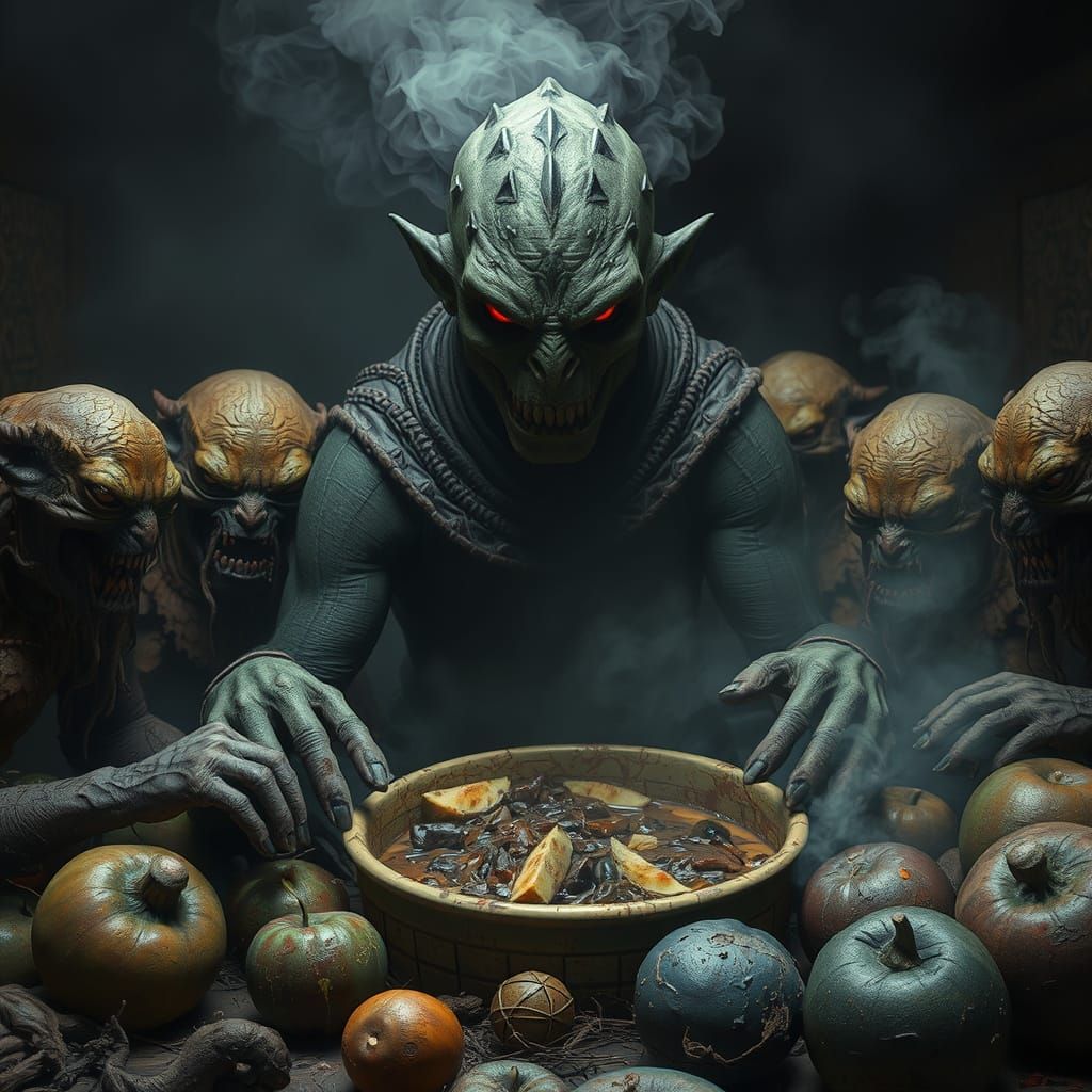 Mutated Foods in a Post-Apocalyptic Market Scene - AI Art