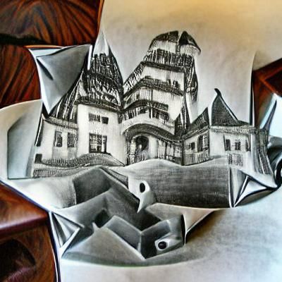 M.c. Escher castle drawing monochrome - AI Generated Artwork ...