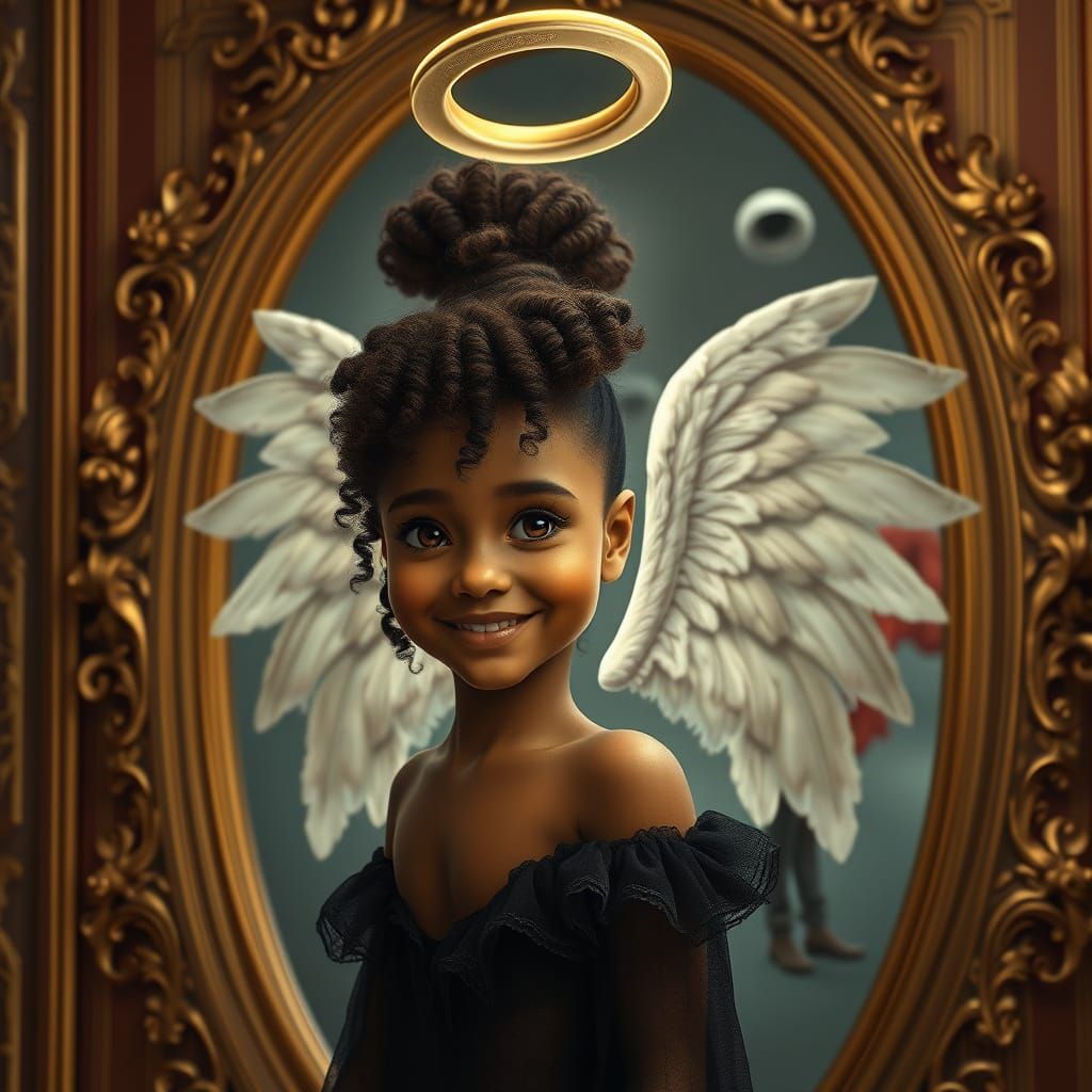 Brown Skinned Angel with Majestic Wings and Curly ... - AI Art