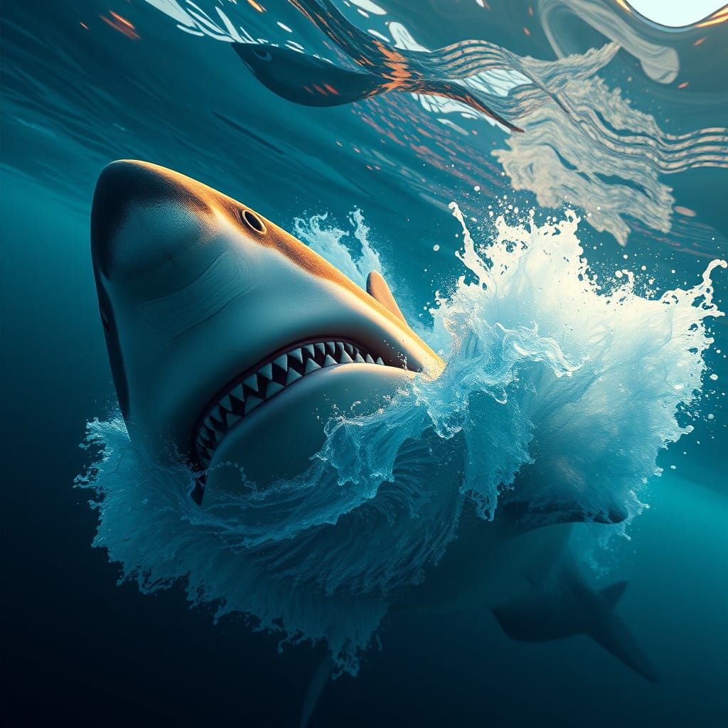 Surreal Shark Fin Rides the Waves in Deep Fantasy ... - AI Art