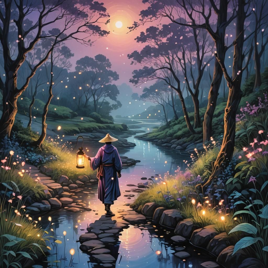 The Lantern Path - AI Generated Artwork - NightCafe Creator