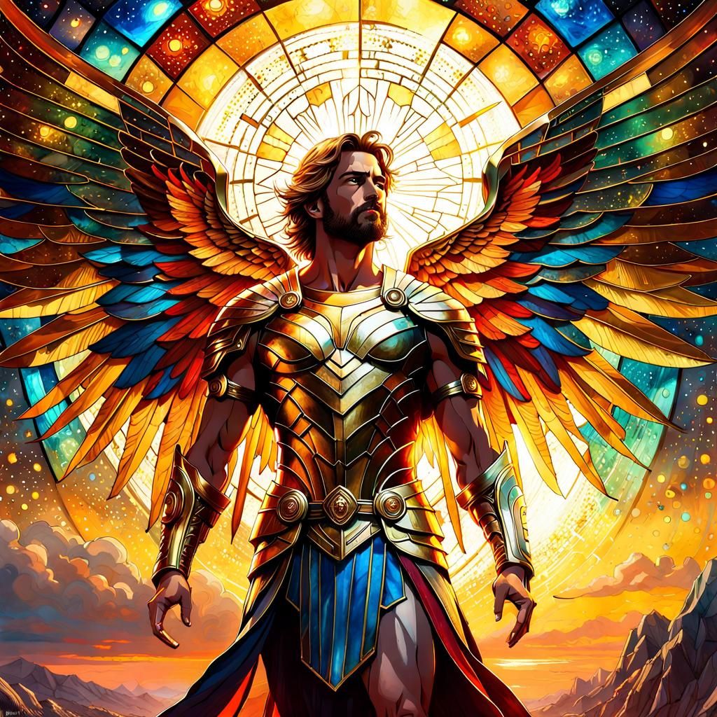 Stained Glass Celestial Warrior - AI Generated Artwork - NightCafe Creator