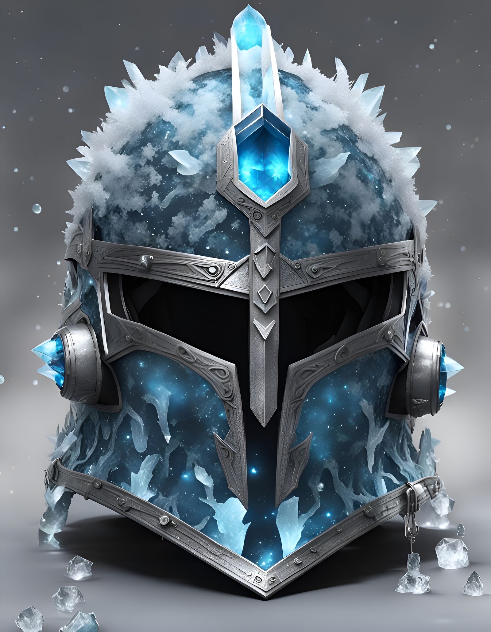 Fantasy winters crystals helmet the water refacltion - AI Generated ...