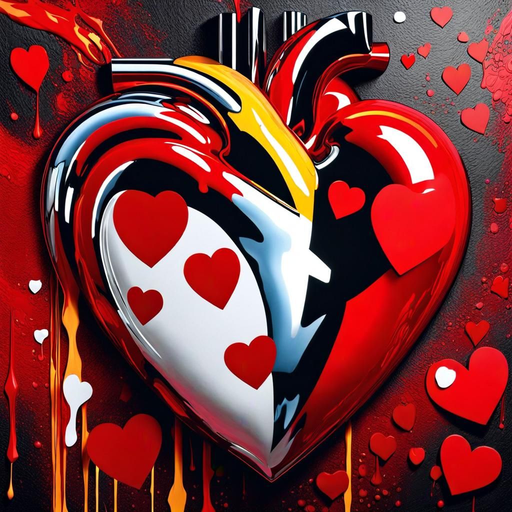 Graffiti and metal themed heart - AI Generated Artwork - NightCafe Creator