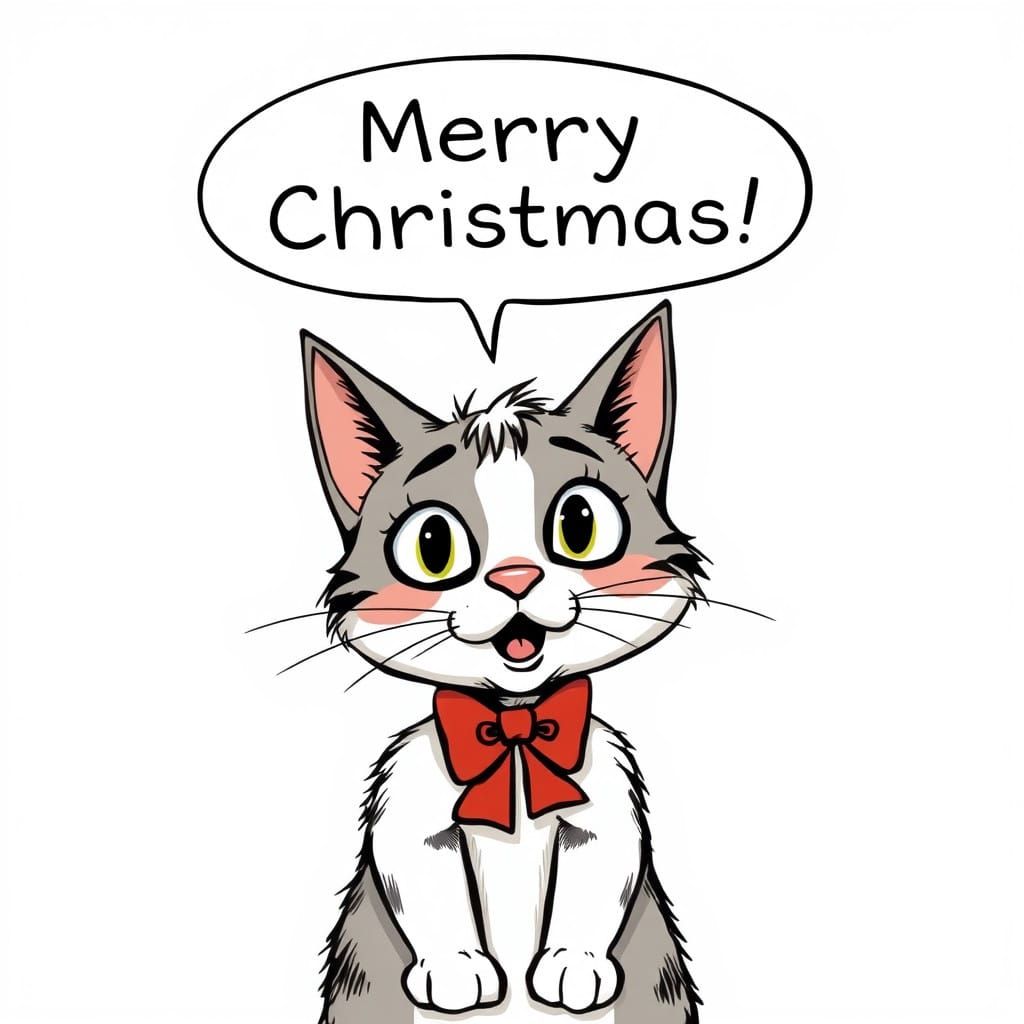 Vintage Cartoon Cat Spreads Holiday Cheer - AI Art