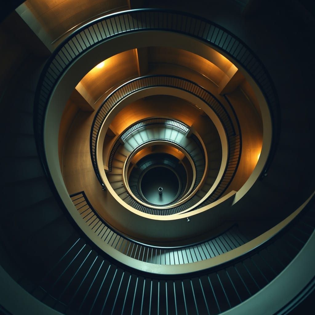 Distorted Perspective of a Spiral Staircase