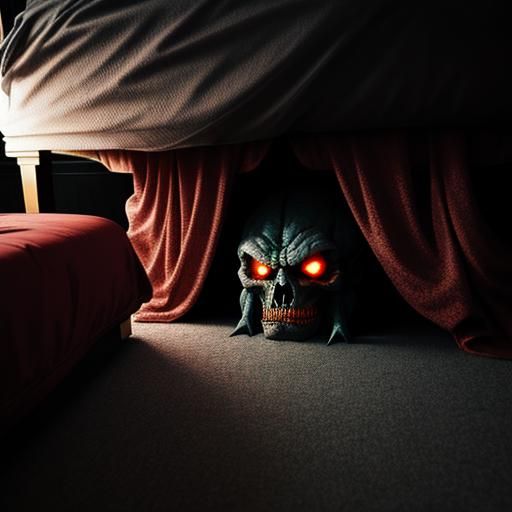 Fearsome Monster Lurking Under the Bed - AI Art