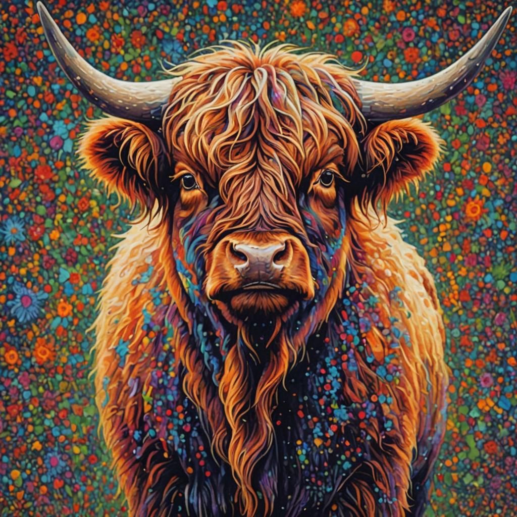 Psychedelic Cow - AI Generated Artwork - NightCafe Creator