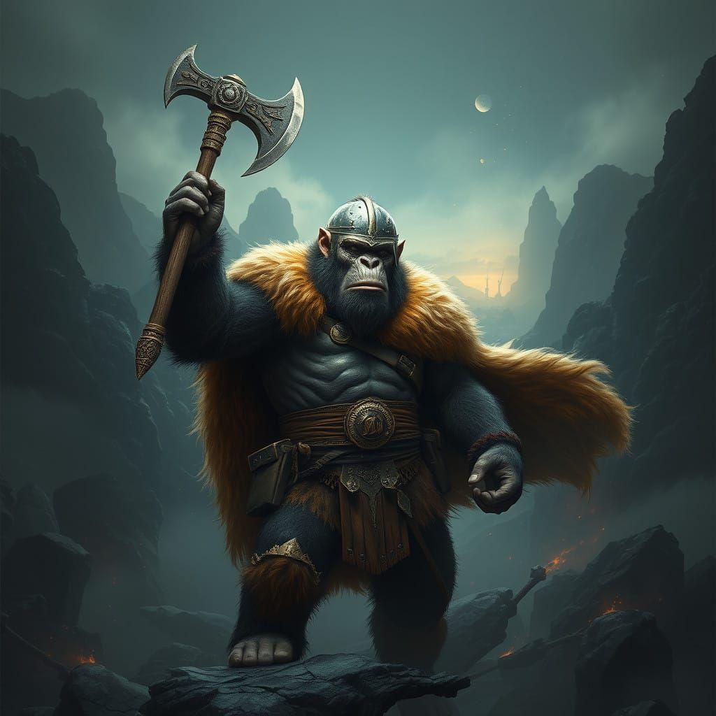 Ape viking Warrior - Apocalyptic Viking Ape in Battle Armor