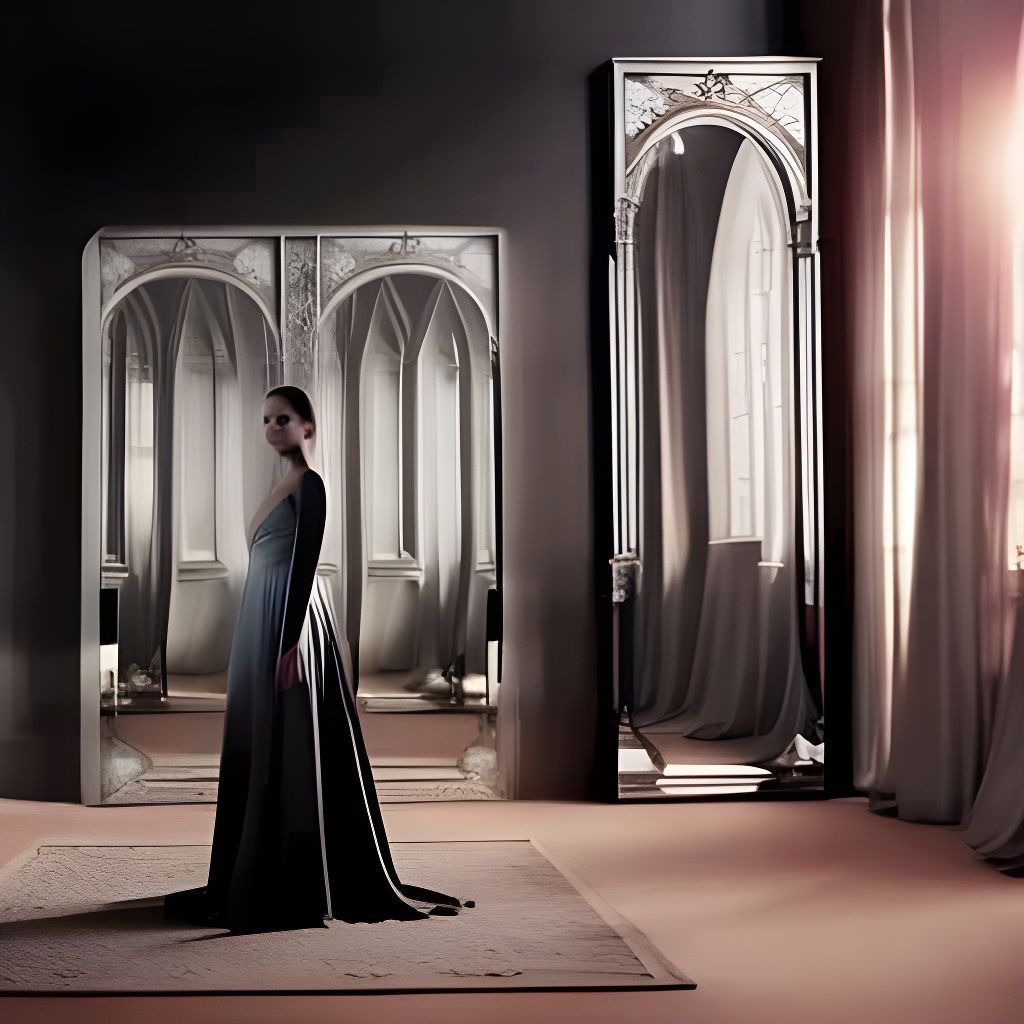 Young woman in room full of mirrors - AI Generated Artwork - NightCafe ...