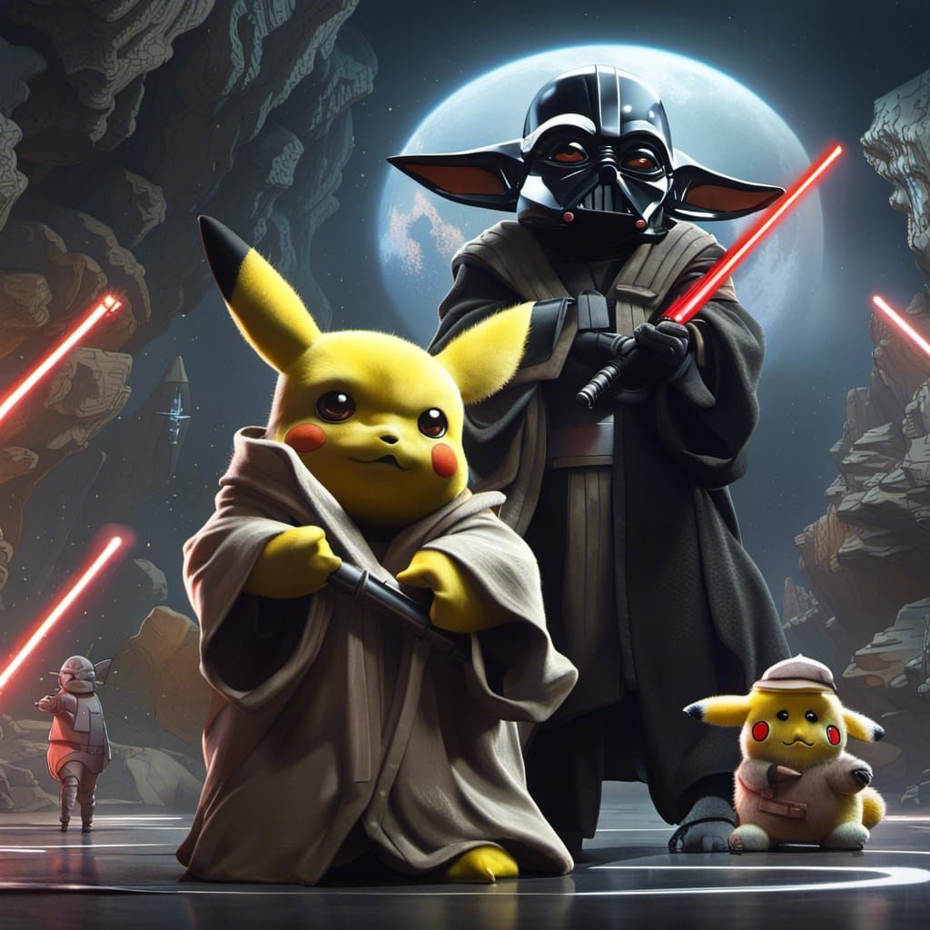 yoda darth vader pokemon pikachu kim yong un god - AI Generated Artwork ...