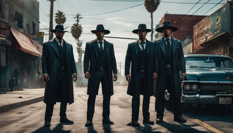 three young Mexican gangsters stand on the side of the road in Los ...