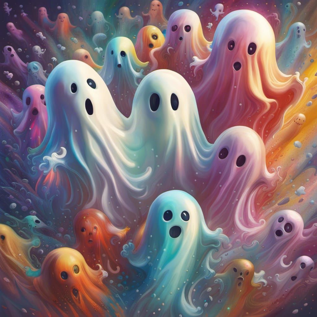 Multi Color Cute Ghosts - AI Generated Artwork - NightCafe Creator